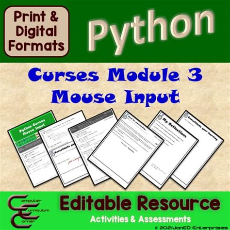 Using Mouse Input In Python Curses Editable Resource Package By Computer Corner