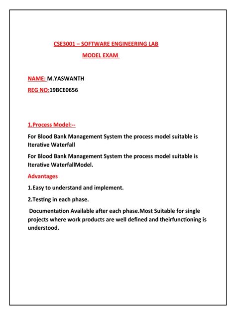 Cse3001 Software Engineering Lab Model Exam Pdf Databases Use Case