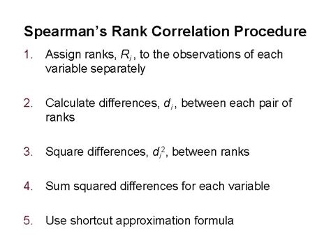 Spearmans Rank Correlation Spearmans Rank Correlation Coefficient Measures