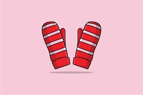 Red Gloves Vector Icon Illustration Winter Objects Icon Design Concept