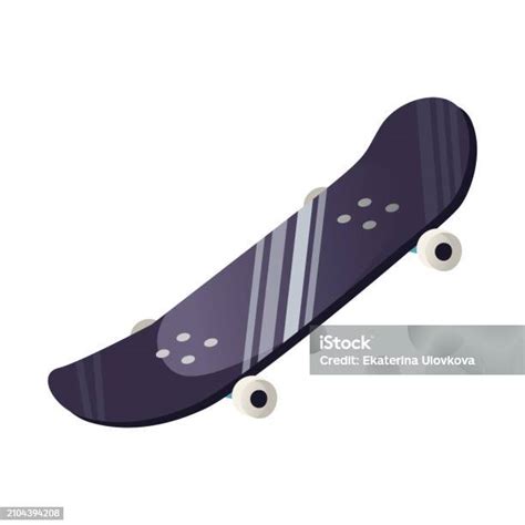 Vector Flat Cartoon Skateboard Isolated On White Background Nostalgia