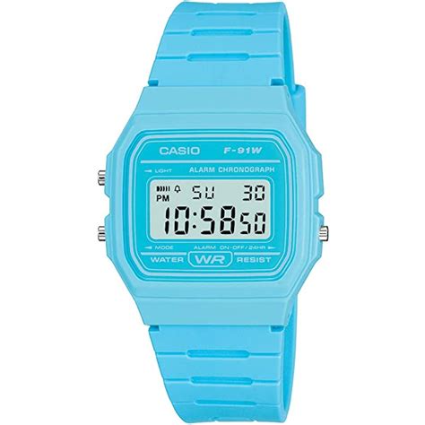 Casio Blue Digital Watch With Resin Strap F 91wc 2aef Blue Shopee