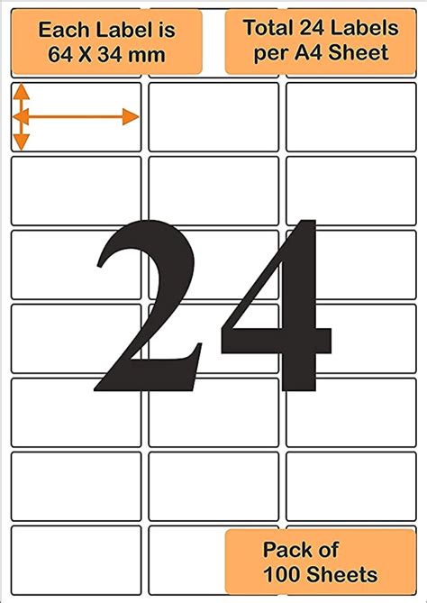 Oddy Label Sheet 24 Label Format 64 34mm 10 Sheets