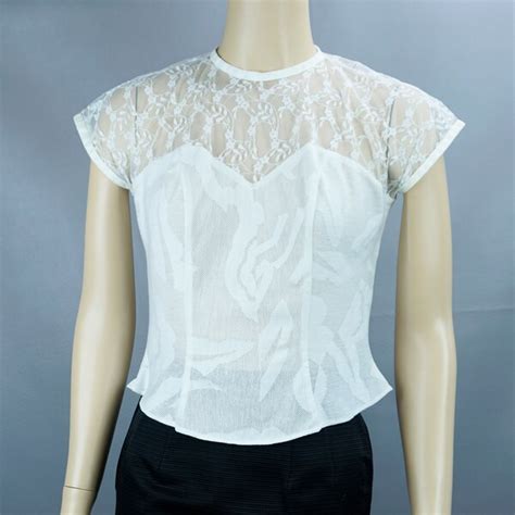 White Sheer Blouse Etsy