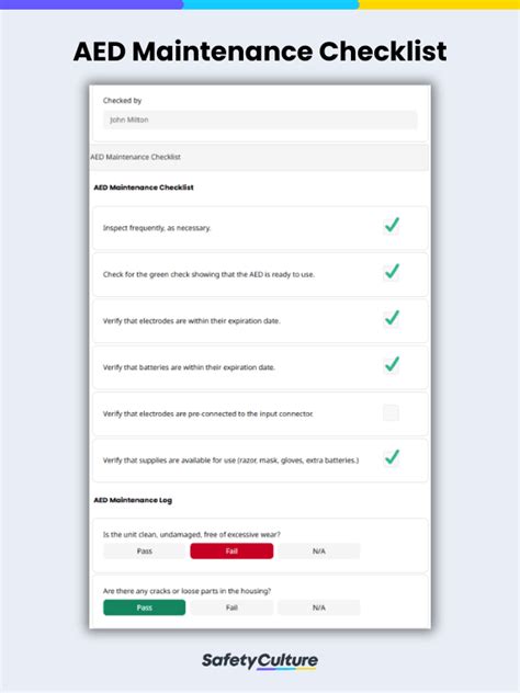 Free Aed Maintenance Checklist Pdf Safetyculture