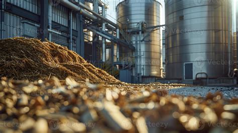 A Close Up View Of A Bioenergy Facility With Large Silos Storing