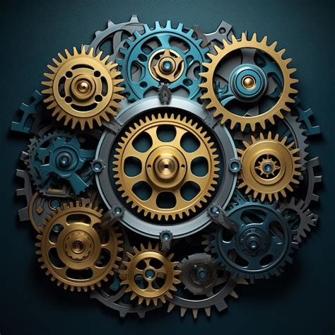 Uma Renderização 3d De Uma Roda Dentada Metálica Elaborada Com Camadas