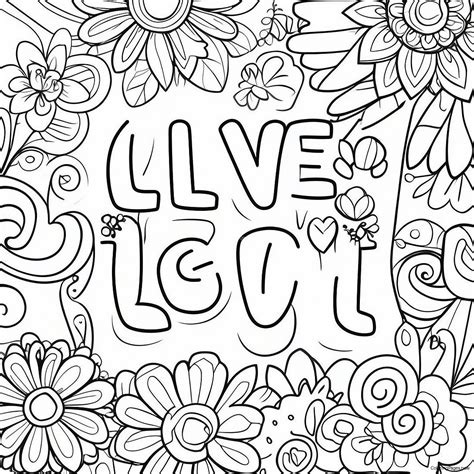 Colorful Live Laugh Love Typography Coloring Page 60354 48420