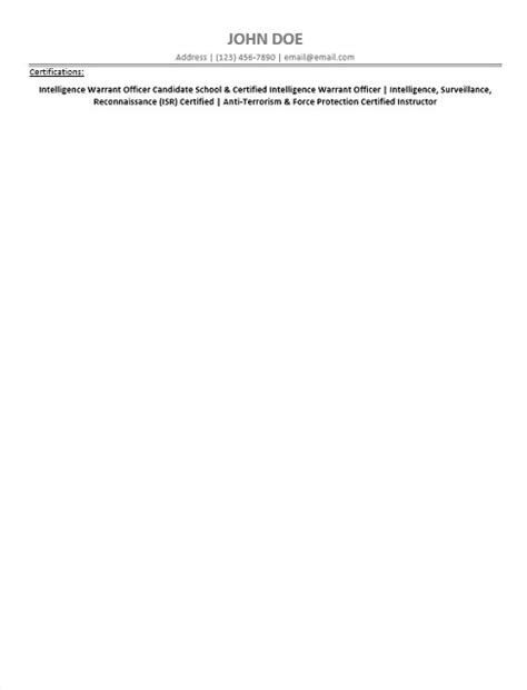 Military Intelligence Resume Sample And Template