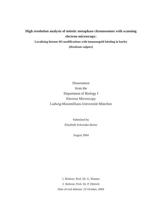 Pdf High Resolution Analysis Of Mitotic Metaphase … Resolution