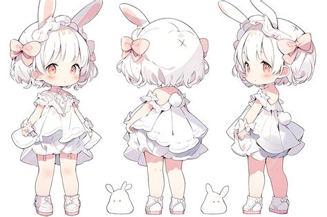 Premium Ai Image Cute Anime Kawaii Chibi Girl Character Turnaround Concept Sheet Of Stylish