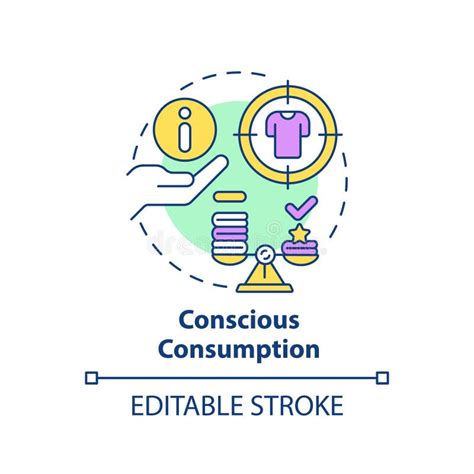 2d Customizable Thin Line Icon Conscious Consumption Concept Stock