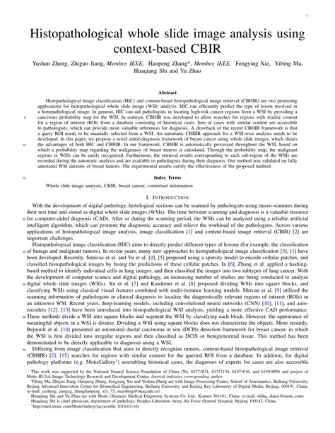 Pdf Histopathological Whole Slide Image Analysis Using Context Based Cbir