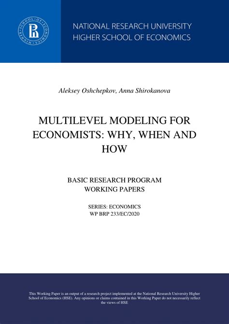 PDF MULTILEVEL MODELING FOR ECONOMISTS WHY WHEN AND HOW