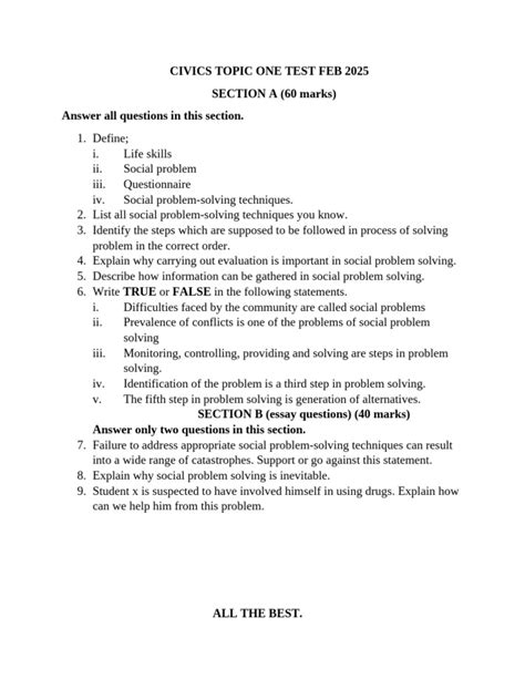 Civics Test Feb 2025 Pdf