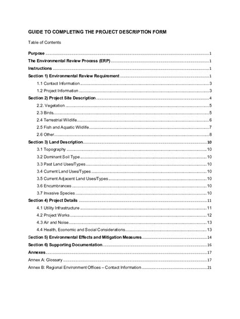Fillable Online Instructions Environmental Review Process Project