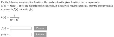 Solved For The Following Exercises Find Functions F X And Chegg
