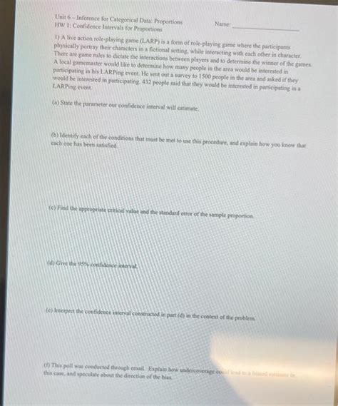 solved unit 6 inference for categorical data proportions