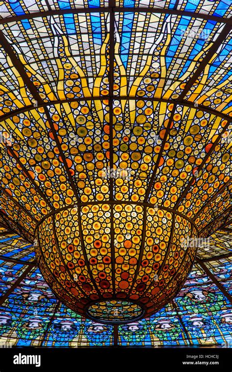 Stained Glass Skylight Palau De La Musica Catalana Or Palace Of