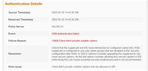 Ise Ciphers Issue Cisco Community