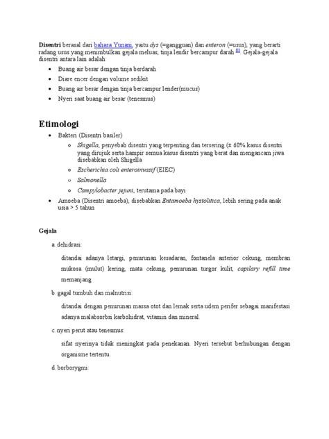 Gejala Dan Penyebab Disentri Pdf