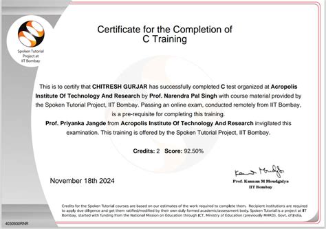 Achievement Cprogramming Codingjourney Iitbombay Spokentutorial