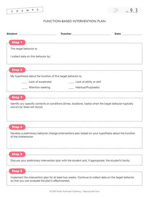 Fillable Online Function Based Intervention Plan Inghamisd Fax Email
