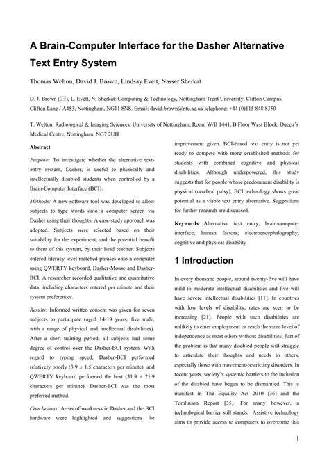 Pdf A Braincomputer Interface For The Dasher Alternative Text Entry