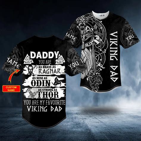 Daddy My Favourite Viking Dad Custom Baseball Jersey Skull And Viking