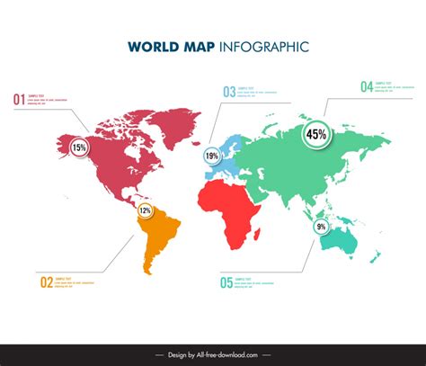 World Map Infographic Template Colorful Elegance Vectors Images Graphic Art Designs In Editable