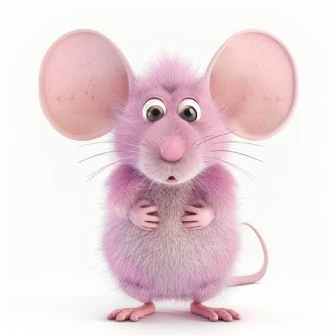 A Pink Stuffed Mouse With Big Eyes And A Pink Nose Premium Ai