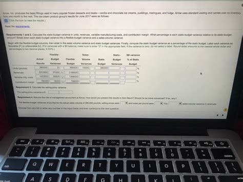 solved flexible sales static sb variance actual budget