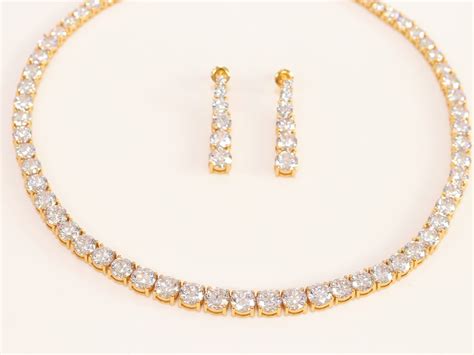 Cz Gold Single Line Graduation Tennis Necklace The Little Jewel Box