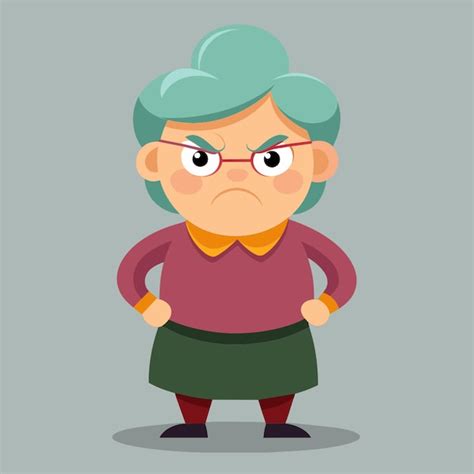 Angry Grandma Full Body Vector Illustration Premium Ai Generated Vector
