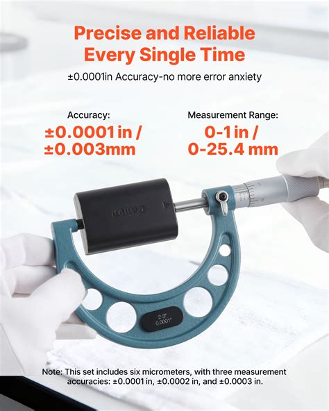 Vevor 6 Pcs Micrometer Set 0 1 1 2 2 3 3 4 4 5 5 6 In Machinist