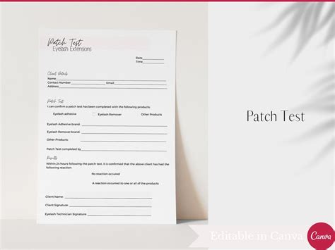 Editable Eyelash Consultation Form Consent Form Patch Test Photo