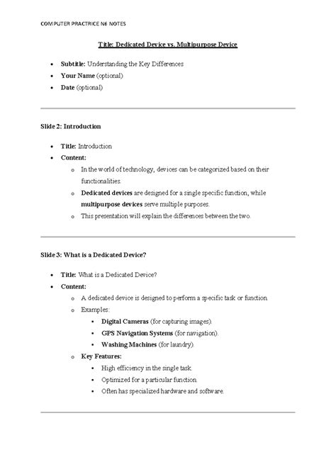Computer Practice N6 Notes Dedicated Vs Multipurpose Devices Studocu