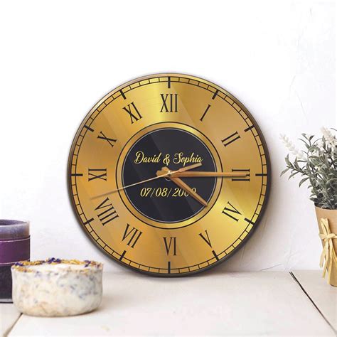 Custom Wall Clock Customizable Name And Date Gold Style Custom Wall