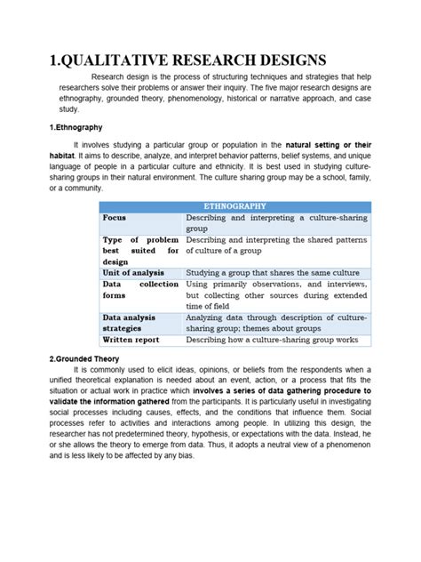 Pr1 Second Grading Quaitative Research Designs Download Free Pdf Qualitative Research