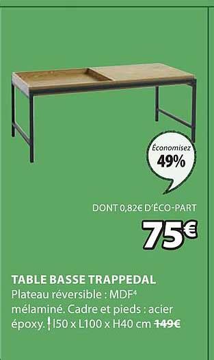Promo Table Basse Trappedal Chez Jysk Icataloguefr