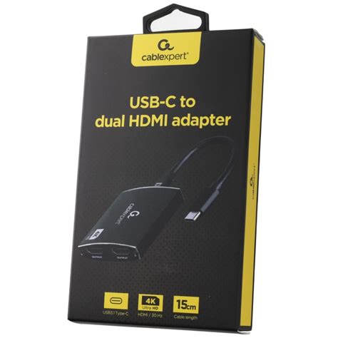 USB Type C To 2 Port 4K HDMI Splitter AUX Adapter Cable Mirror Extend Mode