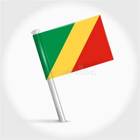 Republic Of The Congo Map Pin Flag 3d Realistic Vector Illustration Stock Vector Illustration