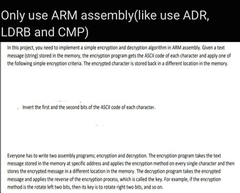 Solved Only Use Arm Assemblylike Use Adr Ldrb And Cmp In