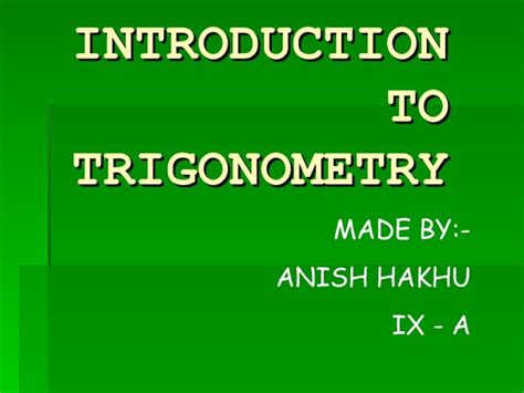 Trigonometry Ppt Physics Science