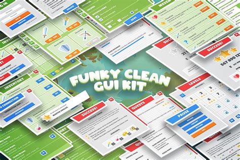 Funky Clean Cartoon Gui Ui Complete Kit Sources 2d Gui Unity