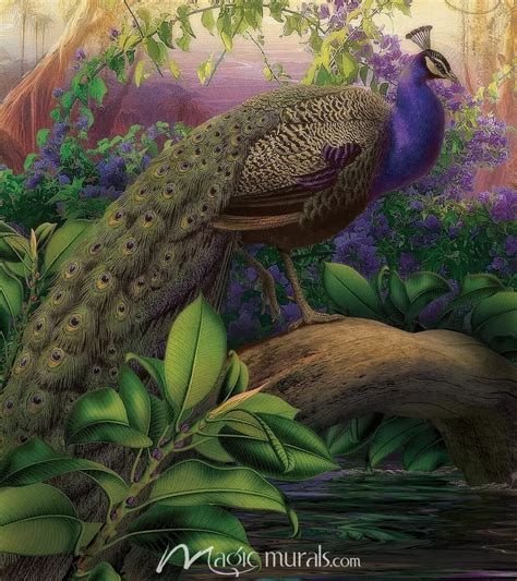 Peacock Perch Wallpaper Wall Mural By Magic Murals