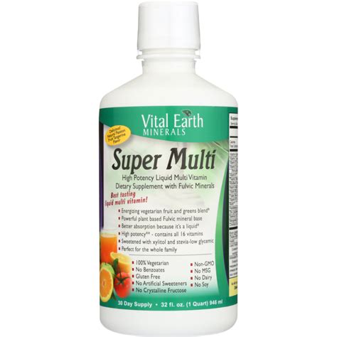 Vital Earth Minerals Super Multi Liquid Vitamins 32 Oz Elements Of