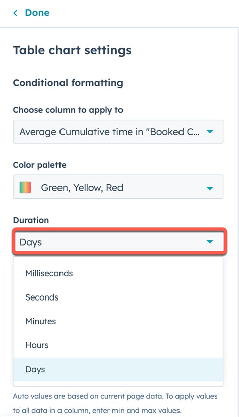 add conditional formatting to tables in reporting