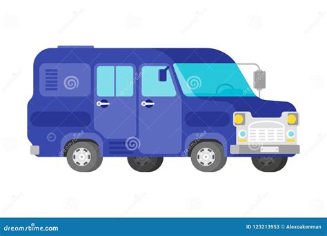 Vector Passenger Mini Van In Flat Style Stock Vector Illustration Of