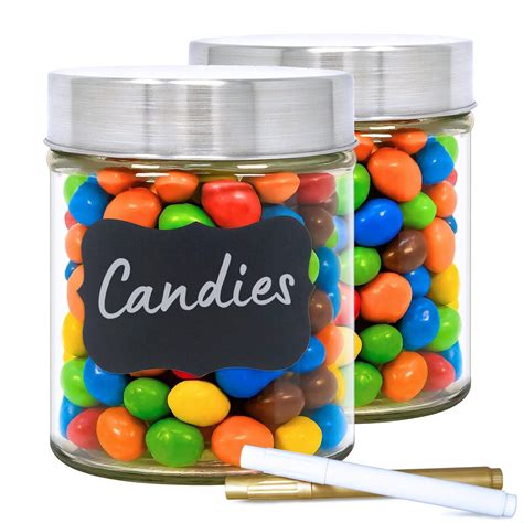 Lg Luxury And Grace Set 2 Glass Jars With Lids 05 L 12x10 Cm High